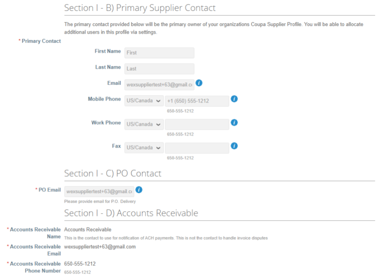 Filling out the Vendor Update Form - Coupa for Vendors