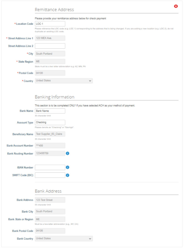 Filling out the Vendor Update Form - Coupa for Vendors